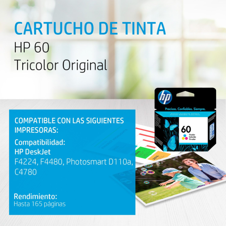 Cartucho de Tinta HP 60 Tricolor Original - Tech Zone El Salvador